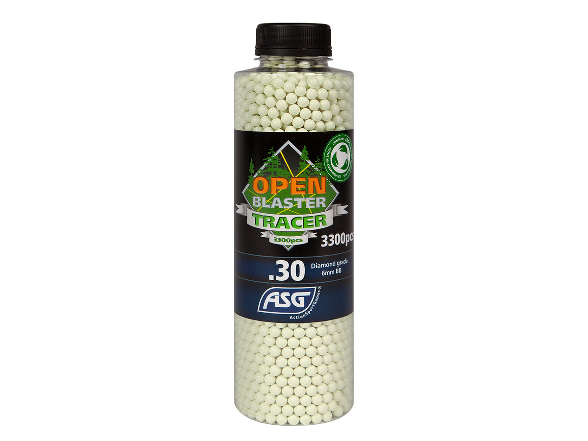 Blaster Open Tracer 0.30g BIO - 3300 BBs in Bottle - Green — AirsoftEire